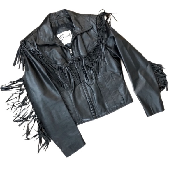 Berman'S | Jackets & Coats | 7s Vintage Leather Jacket W Leather Fringe ...